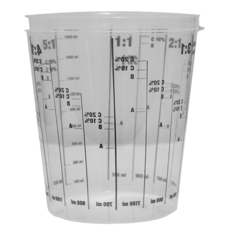 Plastic Mixing Cups 2.3Litre PK10 With Ratios - Jawel Paints